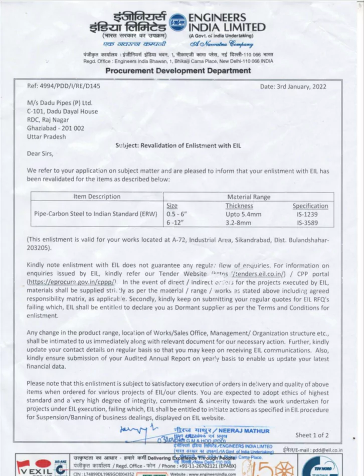 Certification – Dadu Pipes